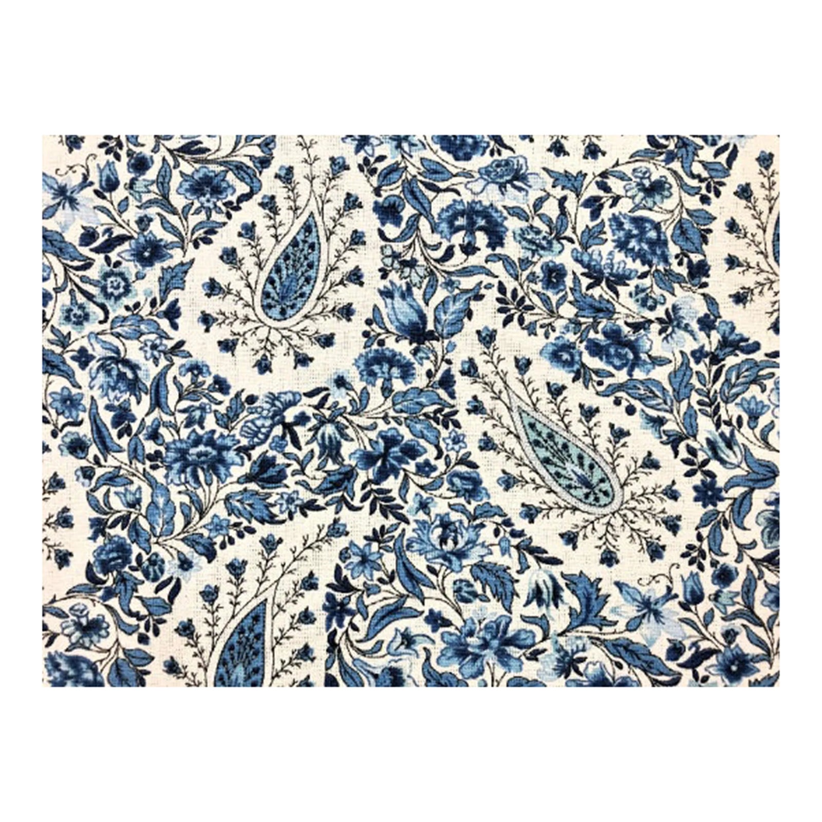 Waverly Paisley Verveine Bluejay Cotton Navy Blue Ivory Floral ...