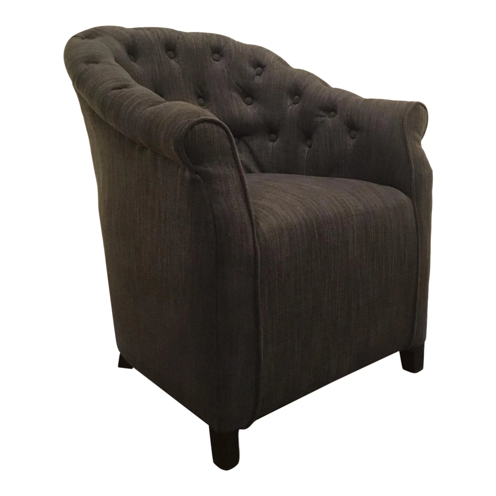 Cyan Co. Charcoal Tufted Transitional Sultry Lounge Chair | Chairish