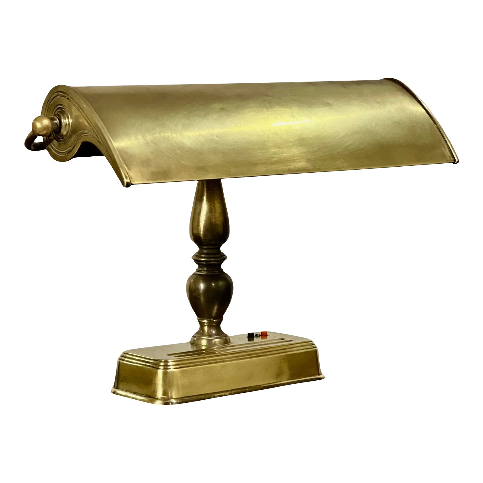 Mid 20th Century Brass Banker's Desk Lamp | Chairish
