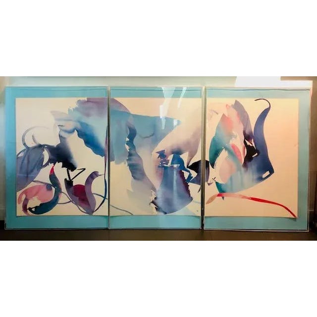 Vintage Abstract Triptych Peter Kitchell 1980's Lithograph Art | Chairish