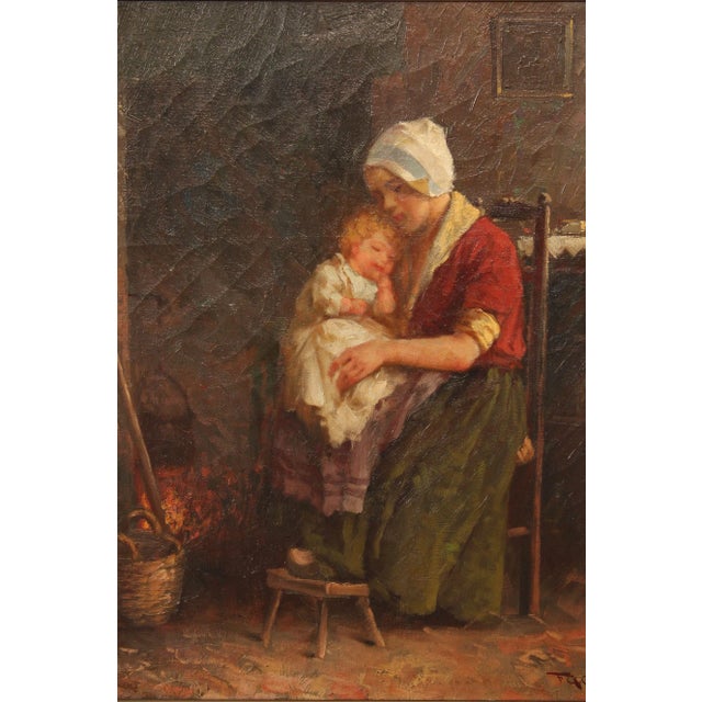 Early 20th C. Dutch Mother and Child Original Oil Painting by F. G ...