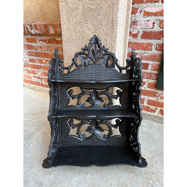 Antique European Black Forest Carved Wall Shelf Plate Display Rack ...