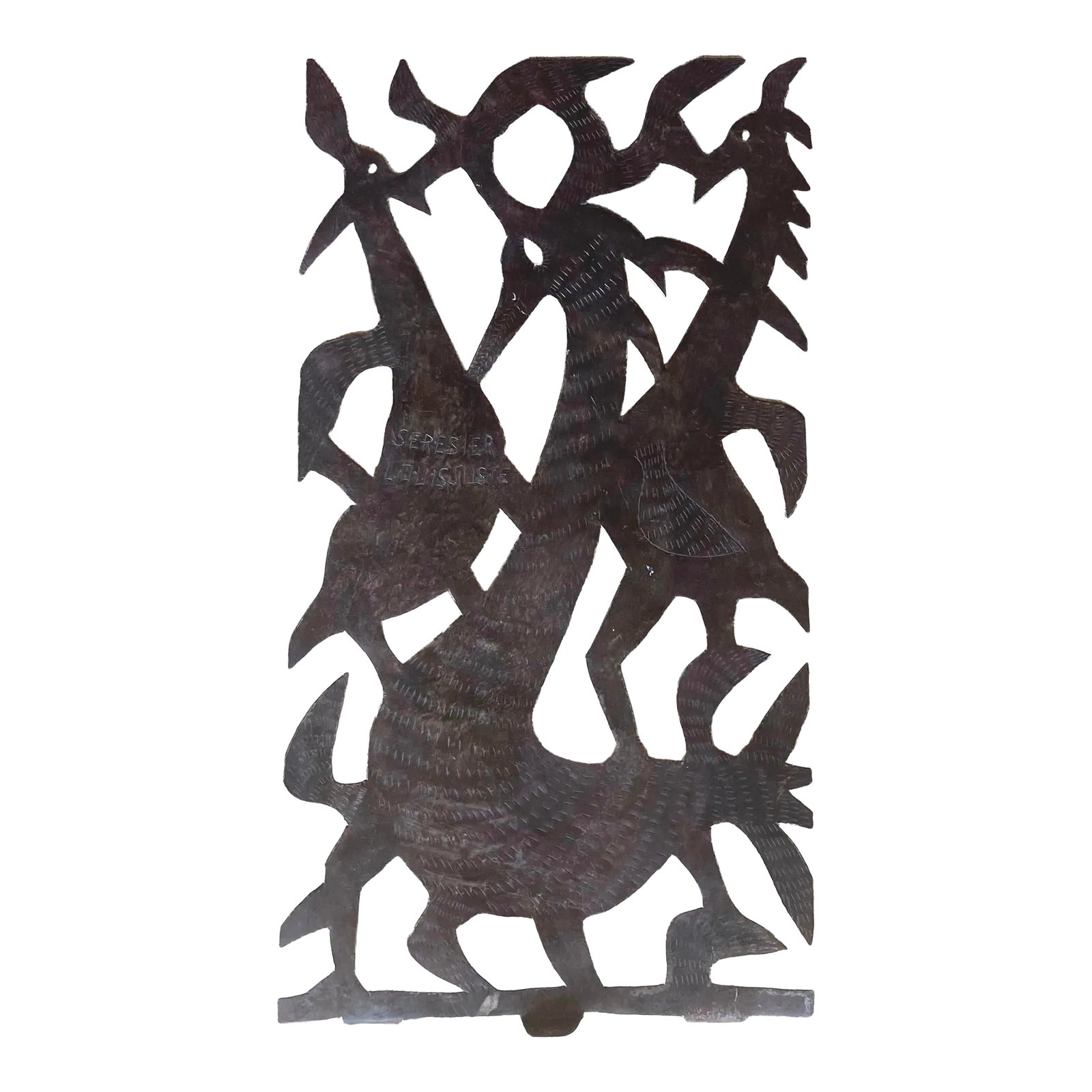 1970s Seresier Louis-Juste Original Signed Folk Art “Birds” Metal ...