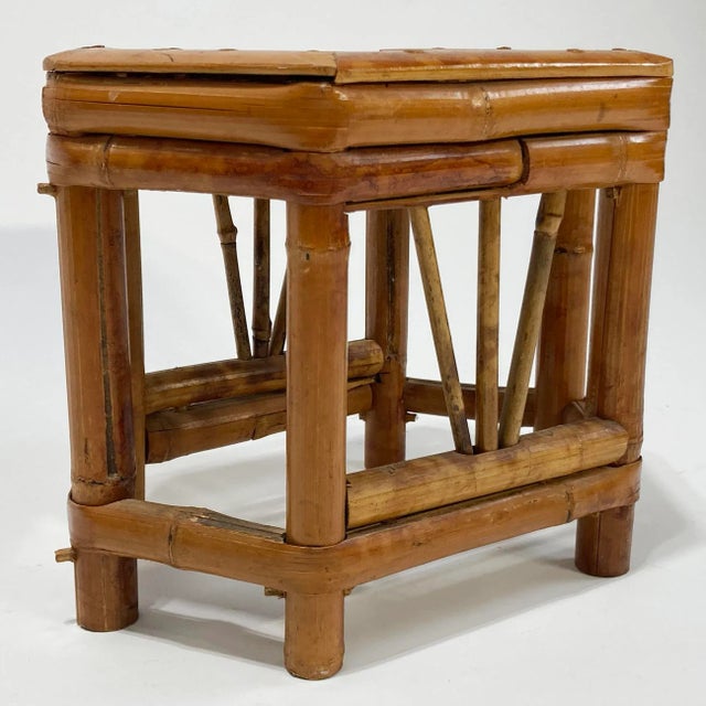 Vintage Scorched Bamboo Riser or Plant Stand | Chairish