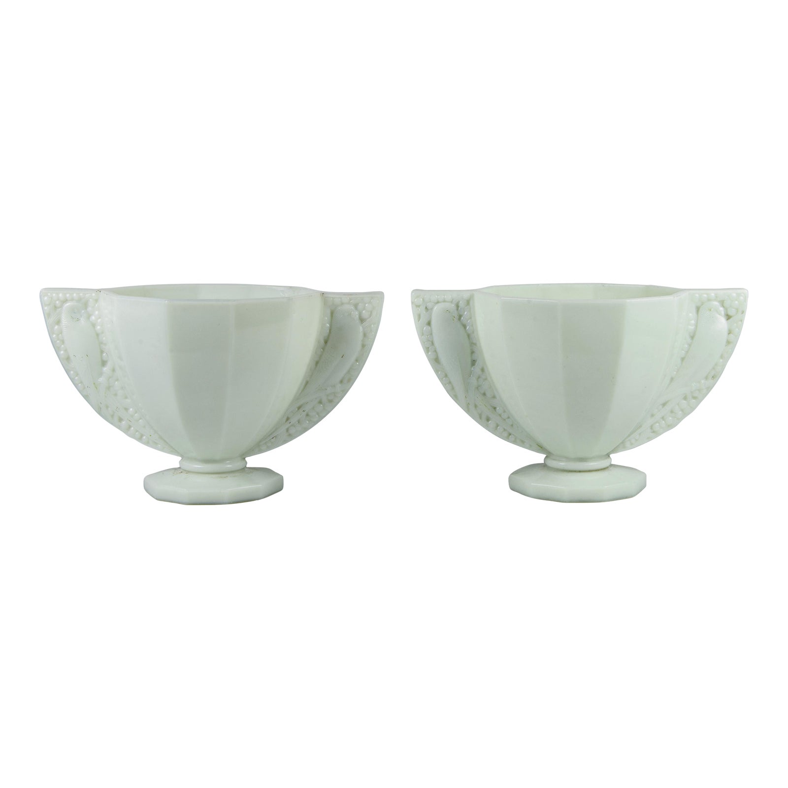 Pair of Early 20th Century Art Déco Pale Green Opaline Glass Decorative ...