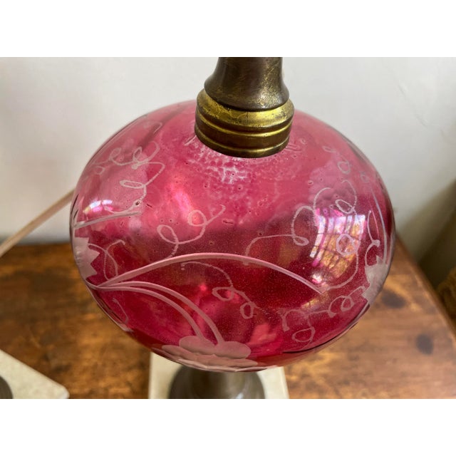 Antique Late 19th Century Cranberry Glass Ruby Cut to Clear Electrified ...