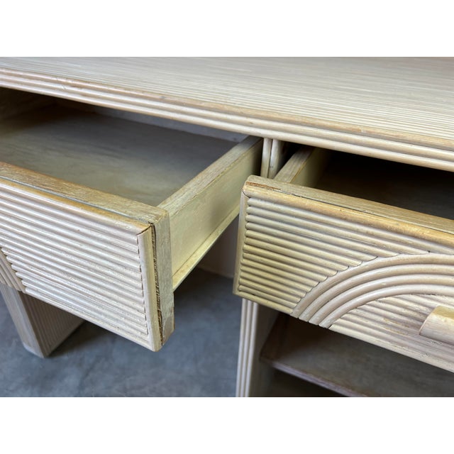 Vintage Gabriella Crespi - Style Pencil Reed Rattan Desk | Chairish