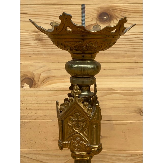 19th Century Antique French Neogothic Altar Torchère Candlestick Set ...