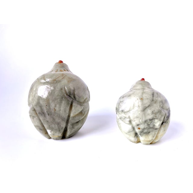 Italian Alabaster Chickens With Red Wattle & Comb - Set of 2 | Chairish