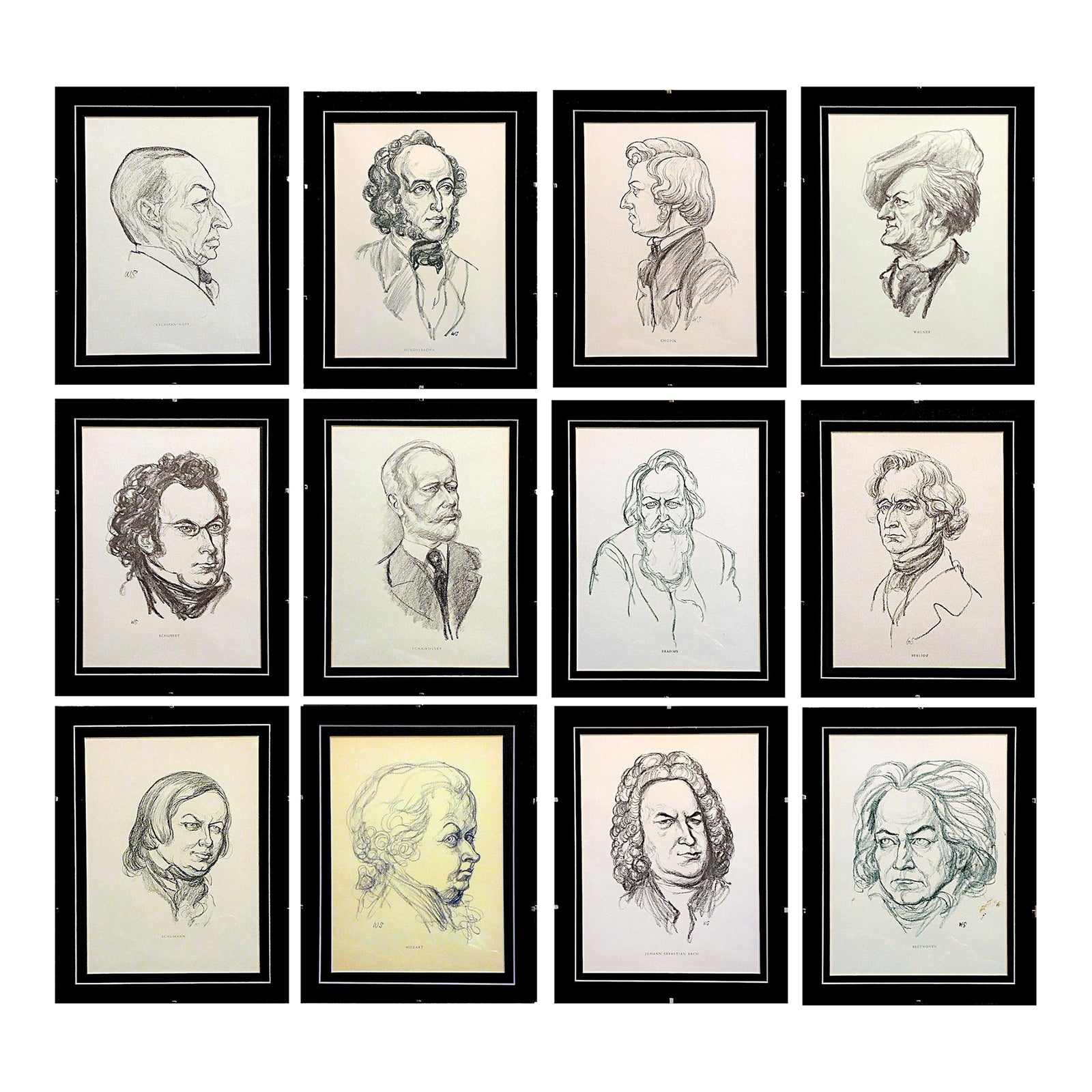 Original "Renowned Classical Music Composer Portraits" Charcoal ...