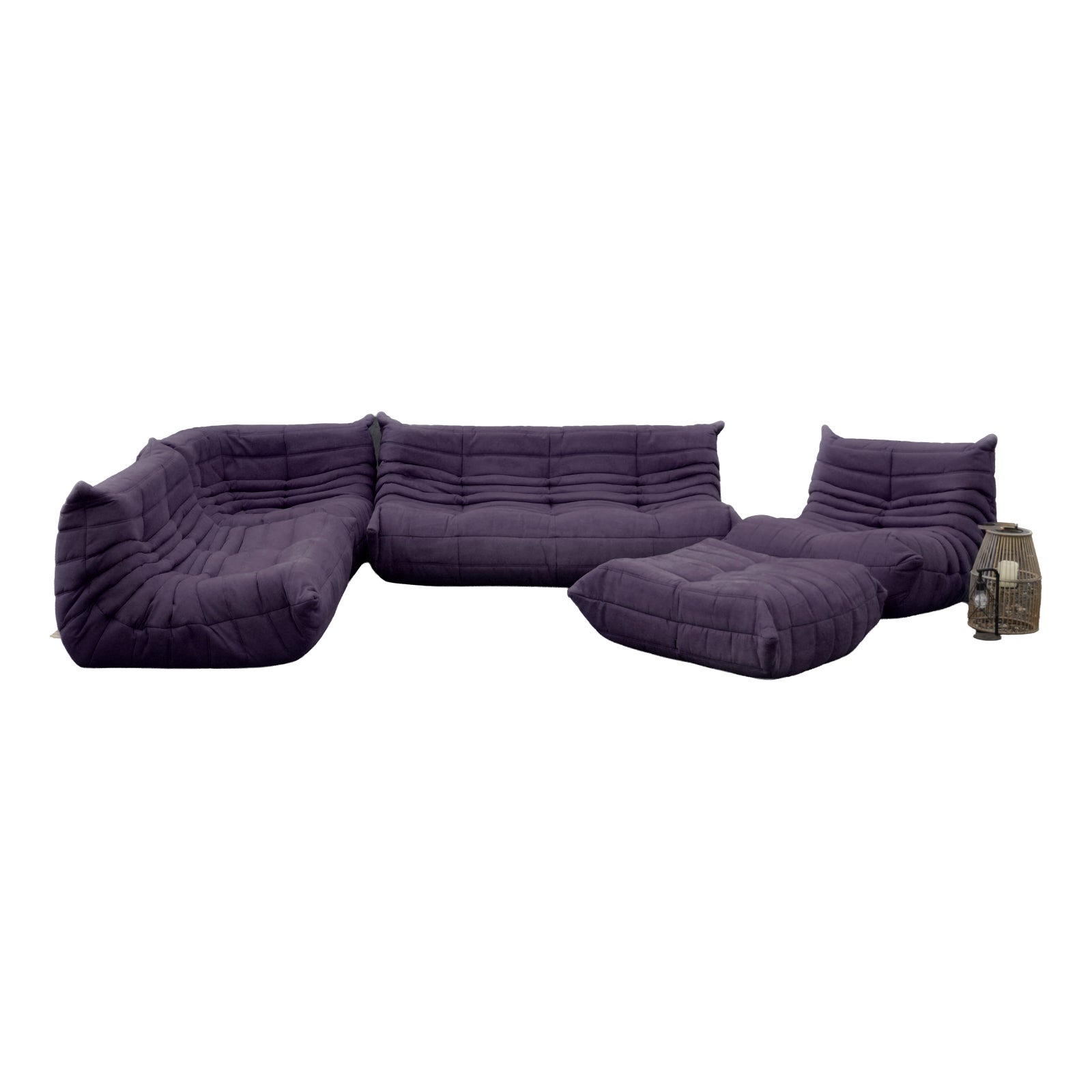 Togo Sofa in Plum Microfiber by Michel Ducaroy for Ligne Roset, Set of ...