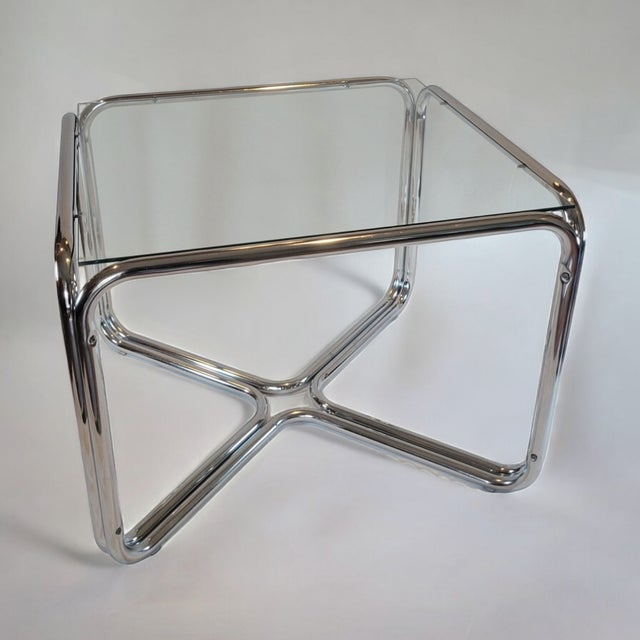 Mid 20th Century Chrome Tube Side Table Glass Top | Chairish