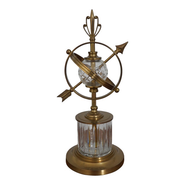 Quality Brass & Crystal Sphere & Arrow Art Sculpture | Chairish