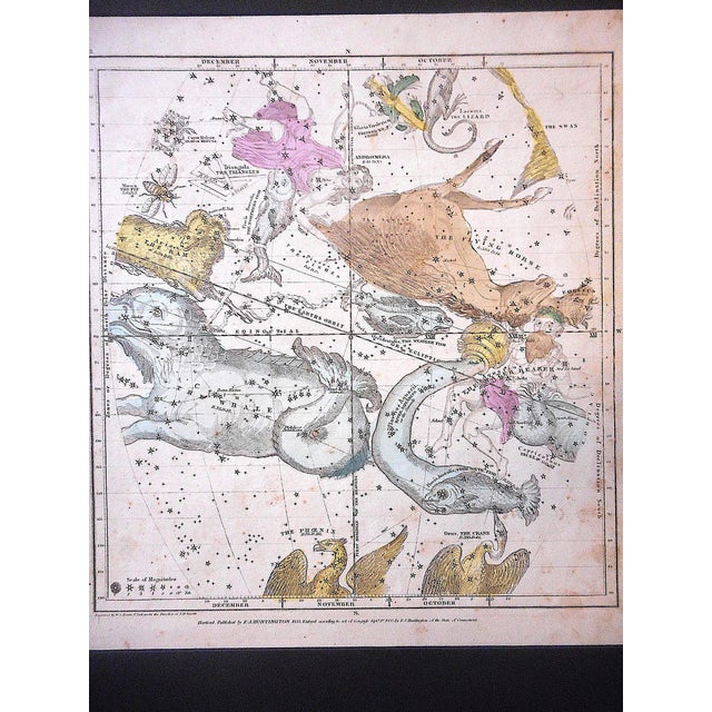 Astronomy-Antique 19th C. Celestial Map/Chart-Constellations & the ...