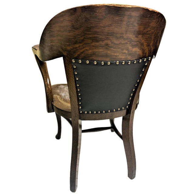 Antique Quarter Sawn Oak Banker’s Chair With New Leather Upholstery ...