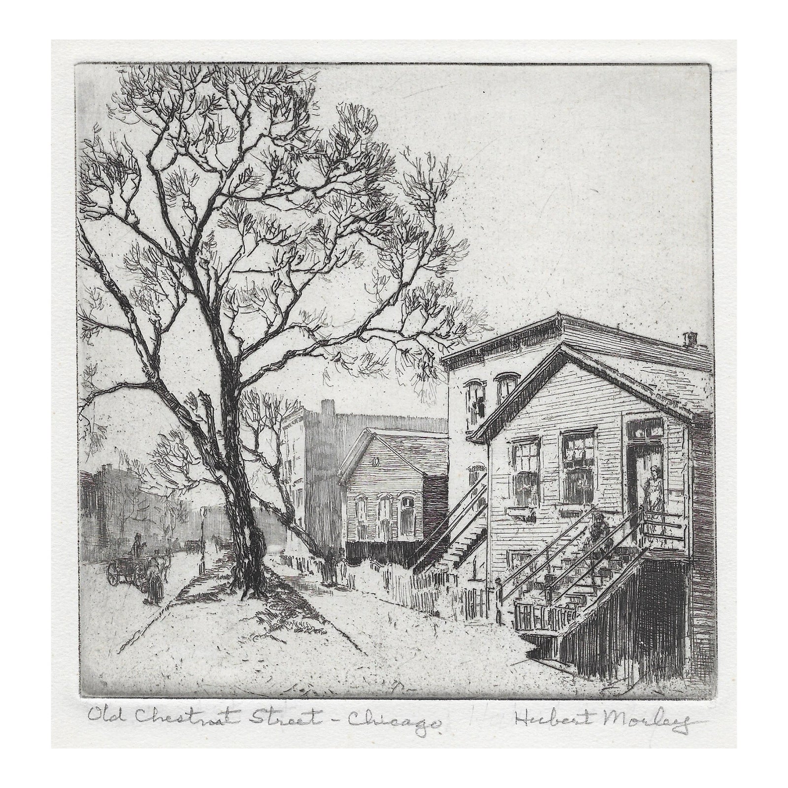 1930s Hubert Morley Chicago Chestnut Street Etching | Chairish