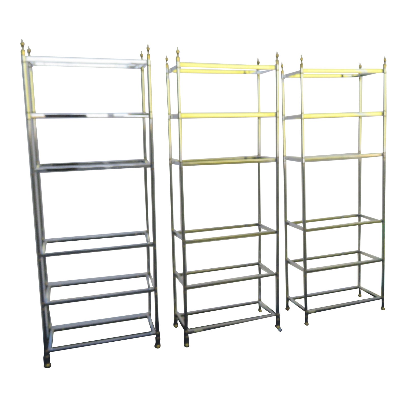 Boeing Company Chrome and Glass Display Shelving Etageres Set of Three ...