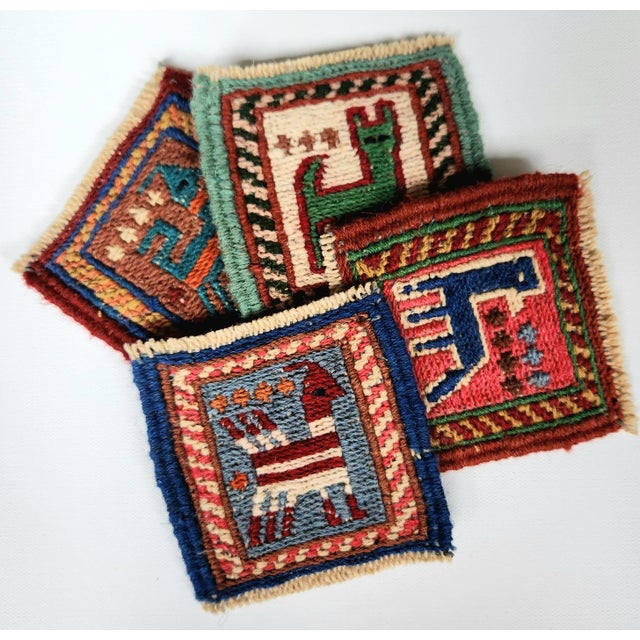 Turkish Hand Woven Kilim Coasters- Set of 4 | Chairish