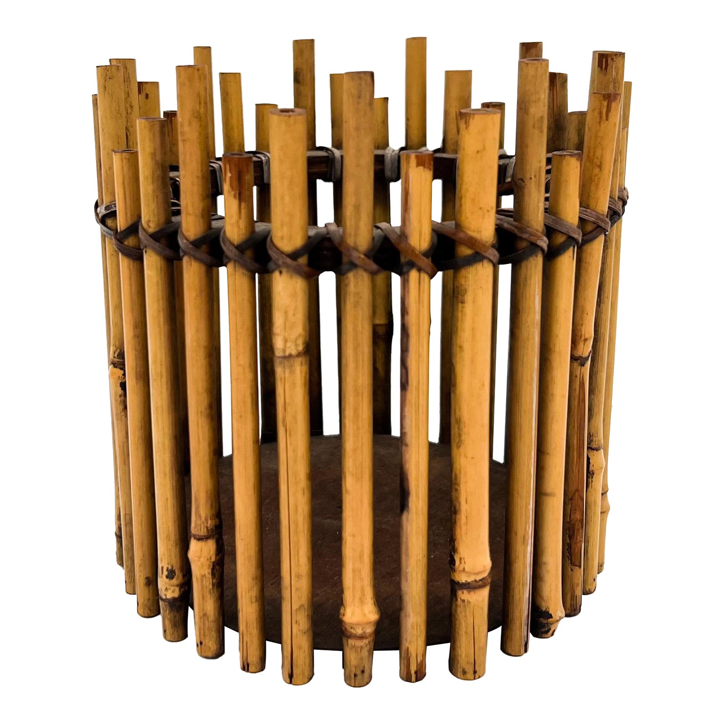 Vintage Bamboo Planter / Cachepot in the Style of Gabriella Crespi ...