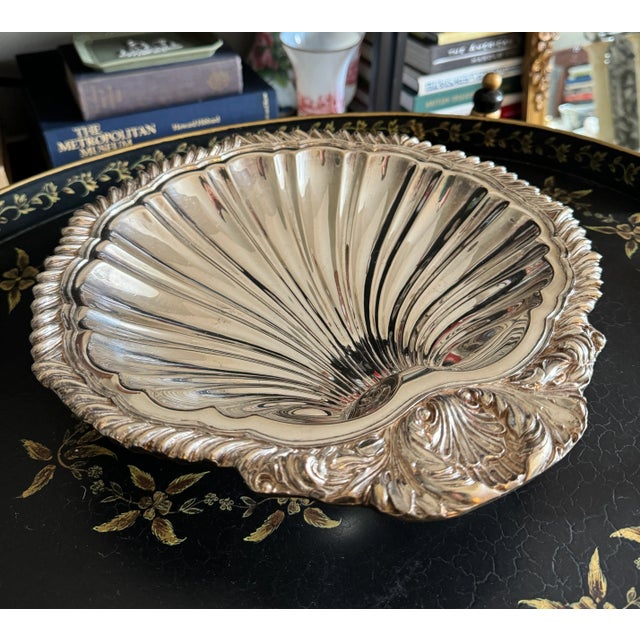 Vintage Silver Plate Scallop Shell Serving Bowl | Chairish