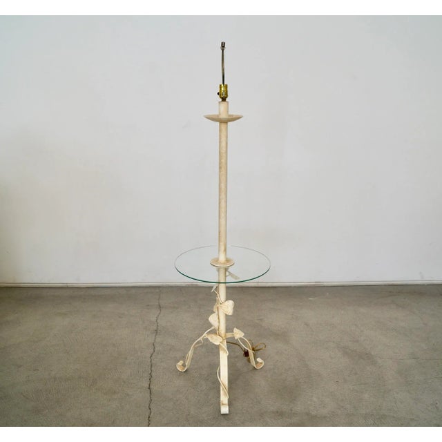 1970's Hollywood Regency Cottagecore Floor Lamp W/ End Table | Chairish