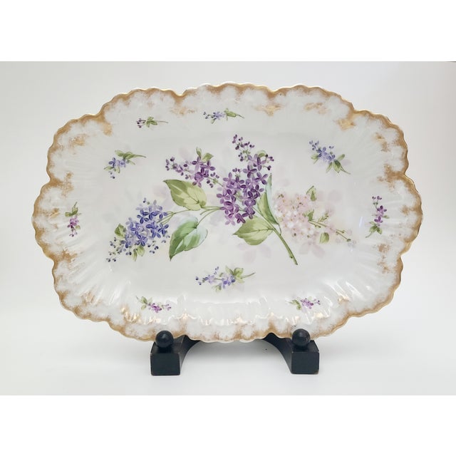 Late 19th Century Limoges for William Guerin and Co. Handpainted Lilacs Serving Platter and ...