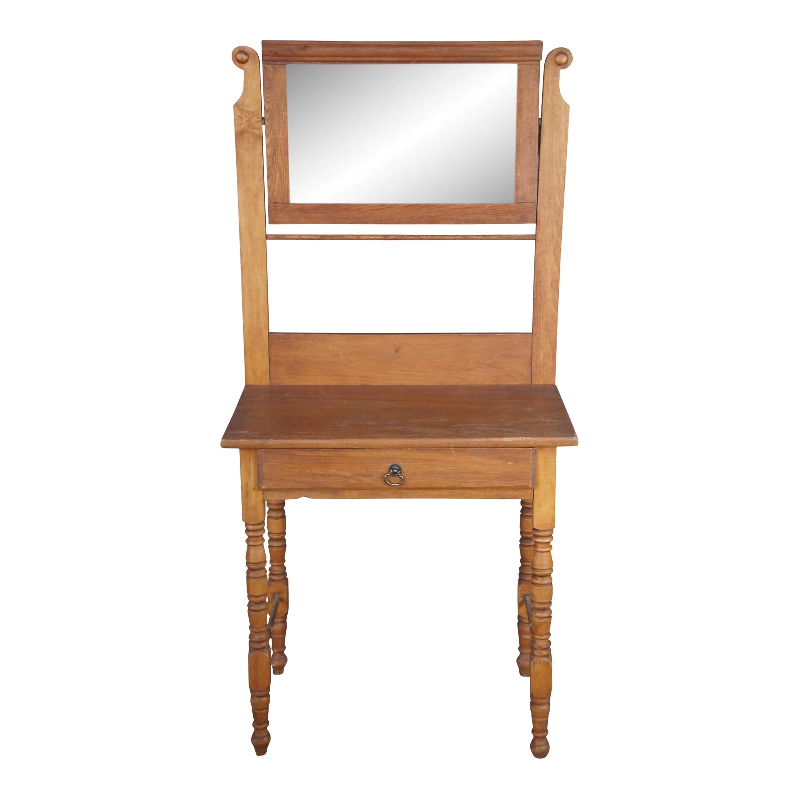 1900s Antique Victorian American Oak Washstand W/ Mirror Dressing Table ...