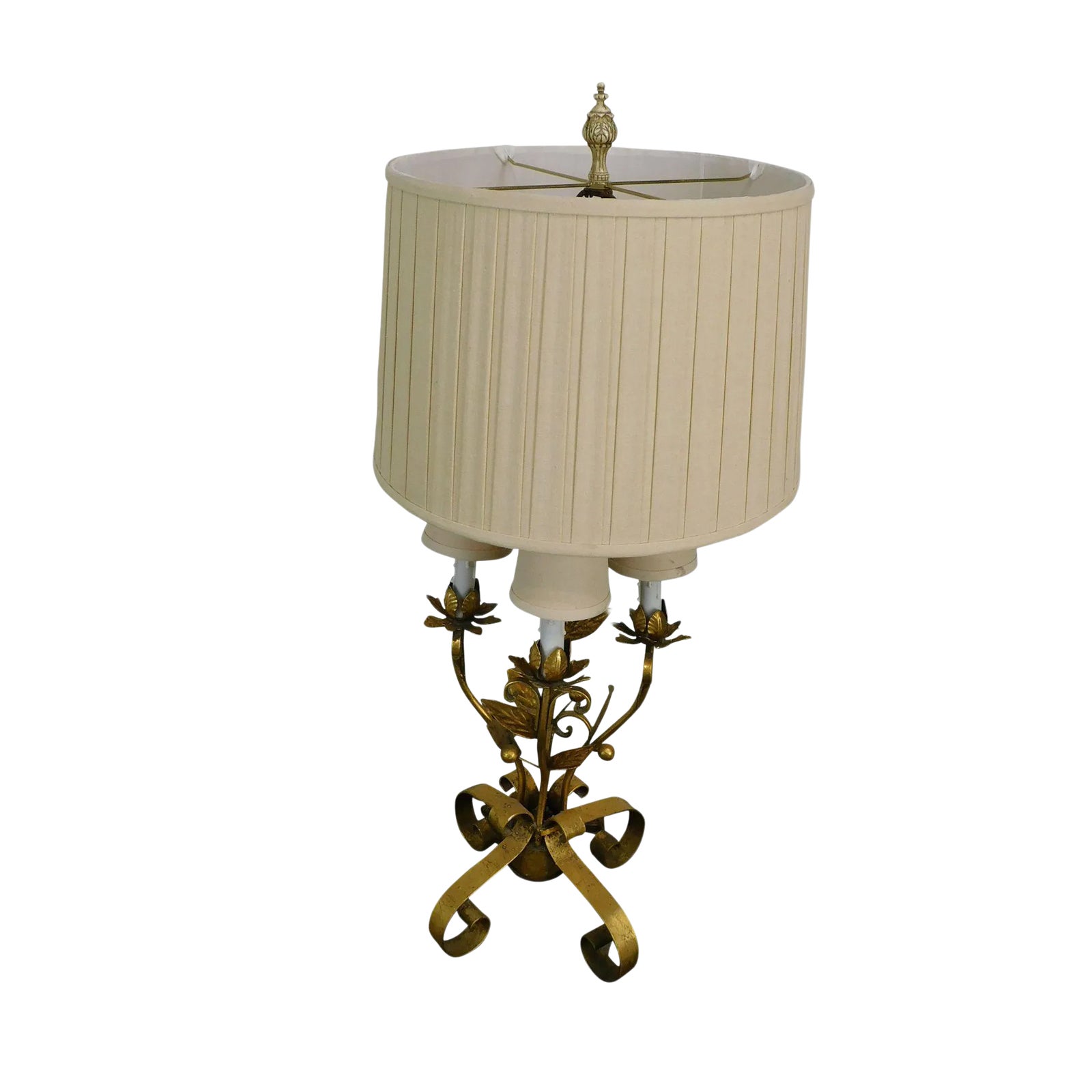 Italian Gilt Metal Candelabra Lamp | Chairish