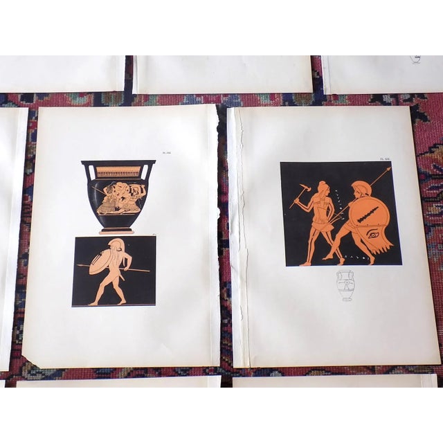 Antique Early 19th Century Large Folio Neoclassical Greek Vase Motif Lithographs Set Of 13