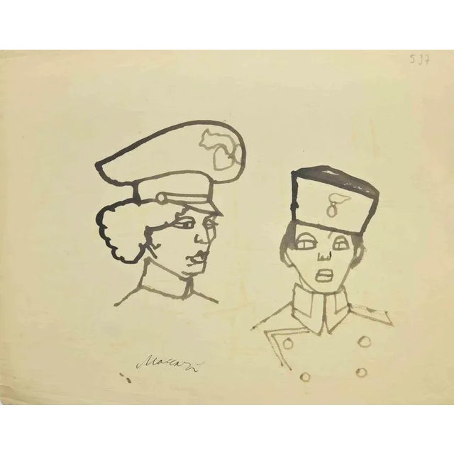 Mino Maccari, Officials, Watercolor, 1960s | Chairish