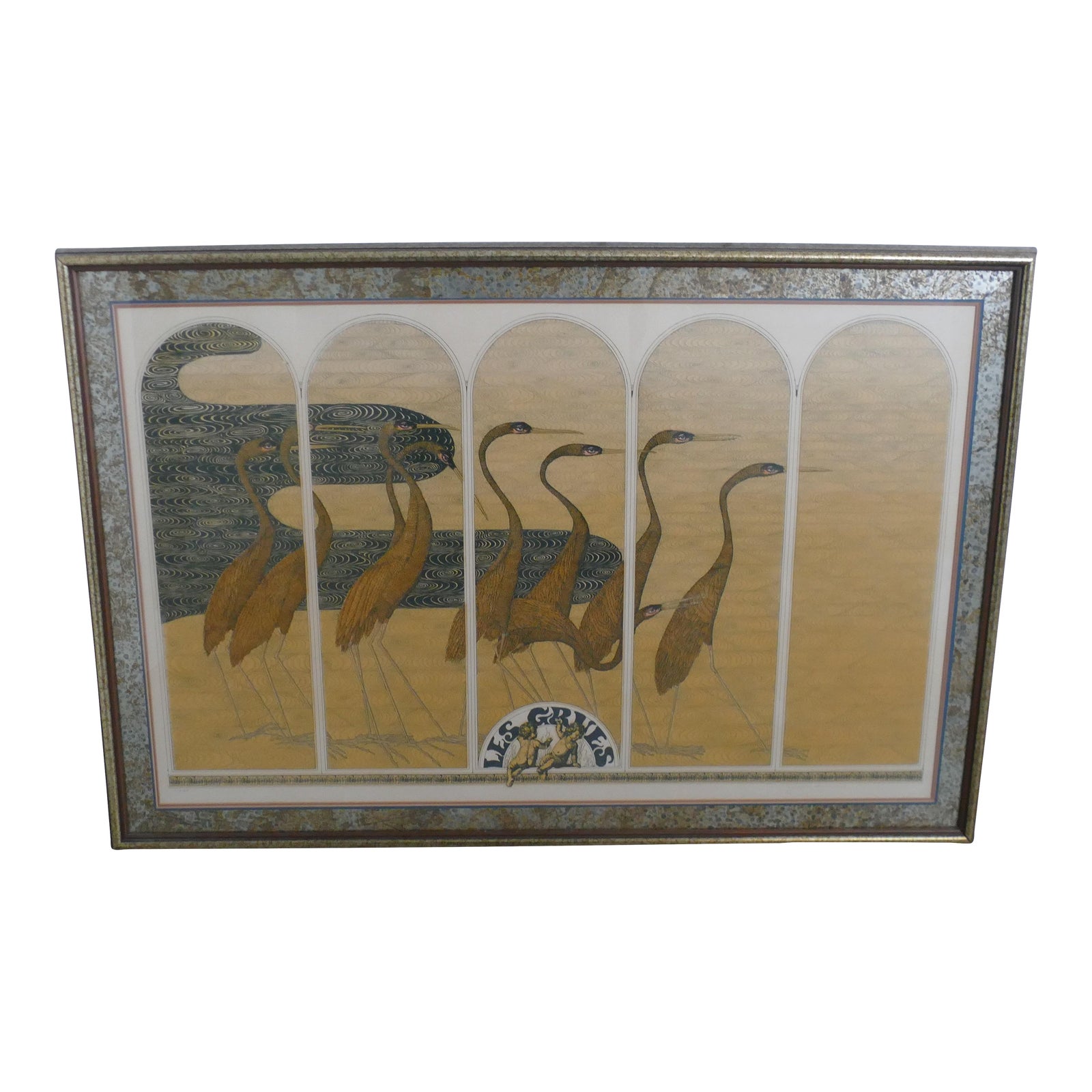 John P. Morgan, Cranes Serigraph Signed Numbered 87/300, Les Grues ...