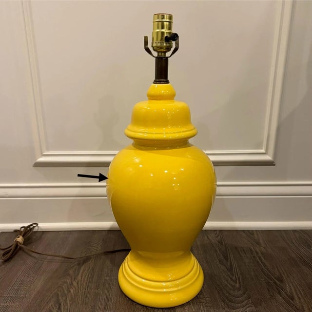 1970s Vintage Haeger Mustard Yellow Ginger Jar Ceramic Table Lamp