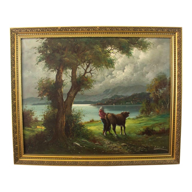 P. Raucci Original Signed European Landscape Oil Painting | Chairish