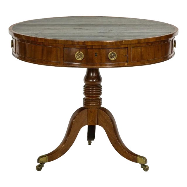Antique Early 19th Century English Regency Mahogany Drum Rent Table ...