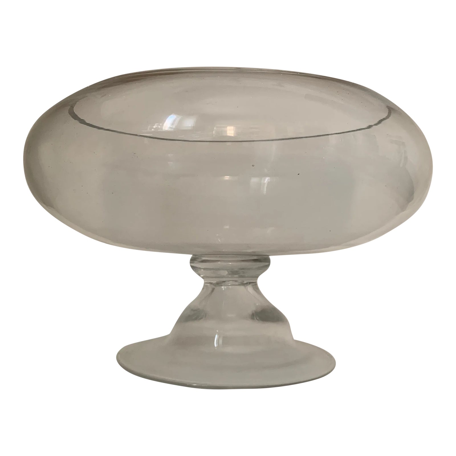 Early 21st Century Pottery Barn Large Glass Pedestal Bowl | Chairish
