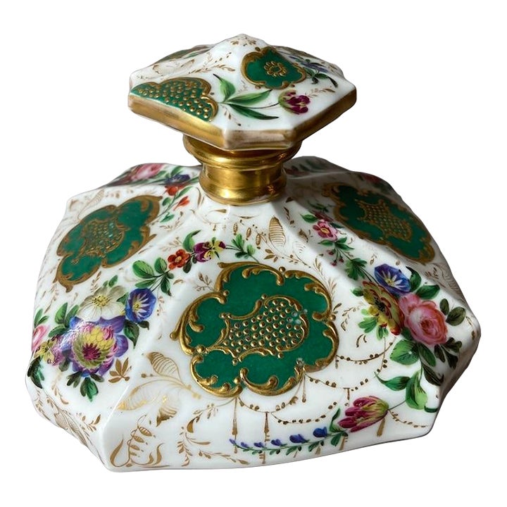 Mid 20th Century French Porcelain Perfume Bottle Adorned With Floral ...