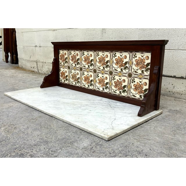 Antique Victorian or Edwardian Marble Top Tile Backsplash Washstand ...