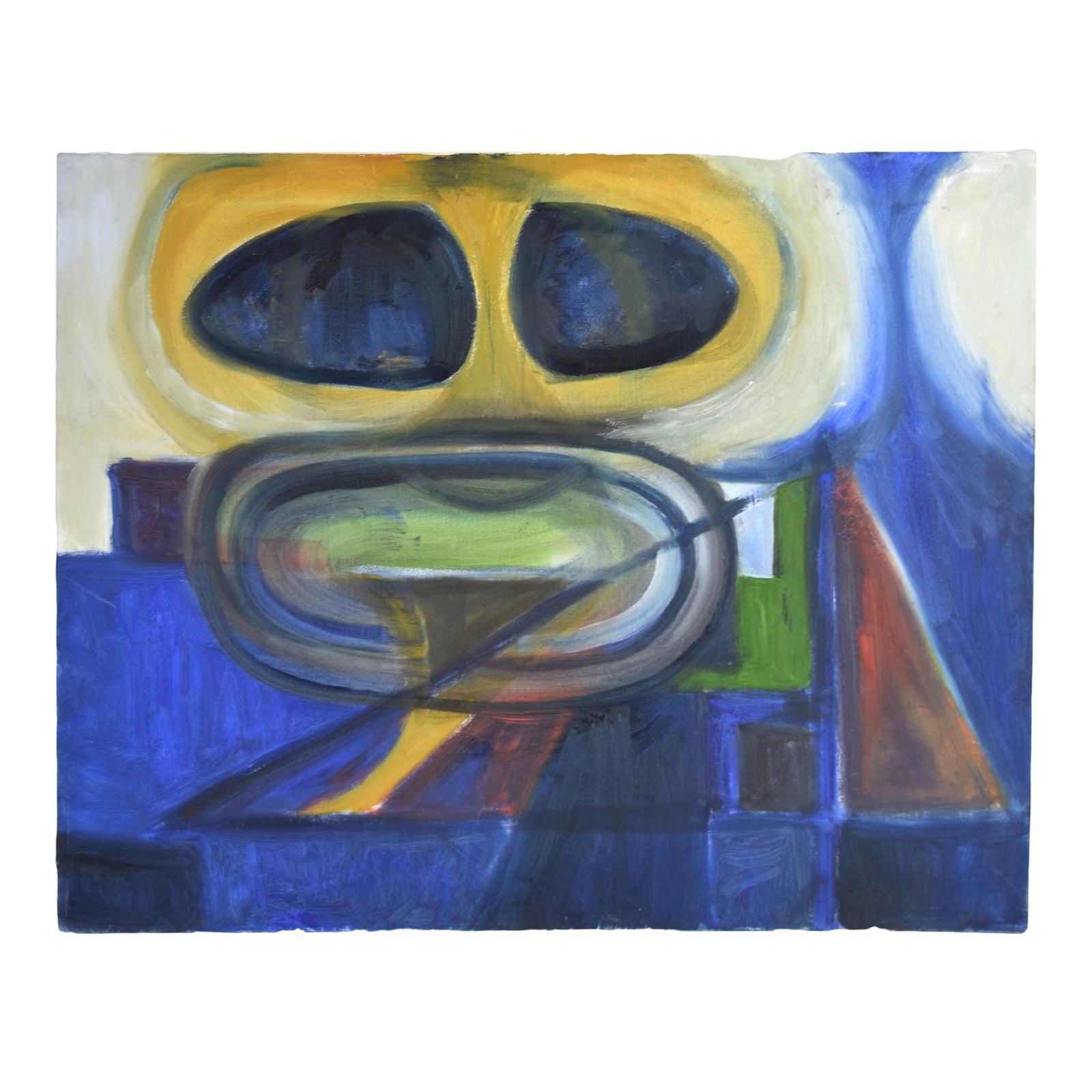 Mid 20th Century Abstract Expressionist Shapes Oil Painting | Chairish
