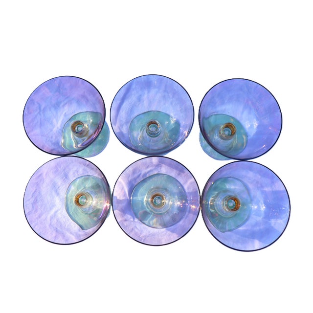 1960s Mid-Century Modern Irasdescent Coupe /Cocktail Glasses | Chairish