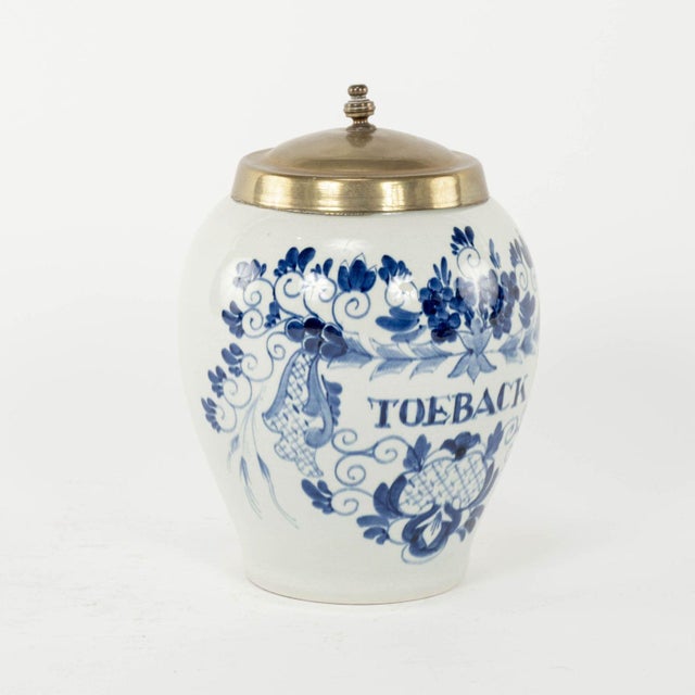 Delft Blue and White "Toeback" Tobacco Jar | Chairish