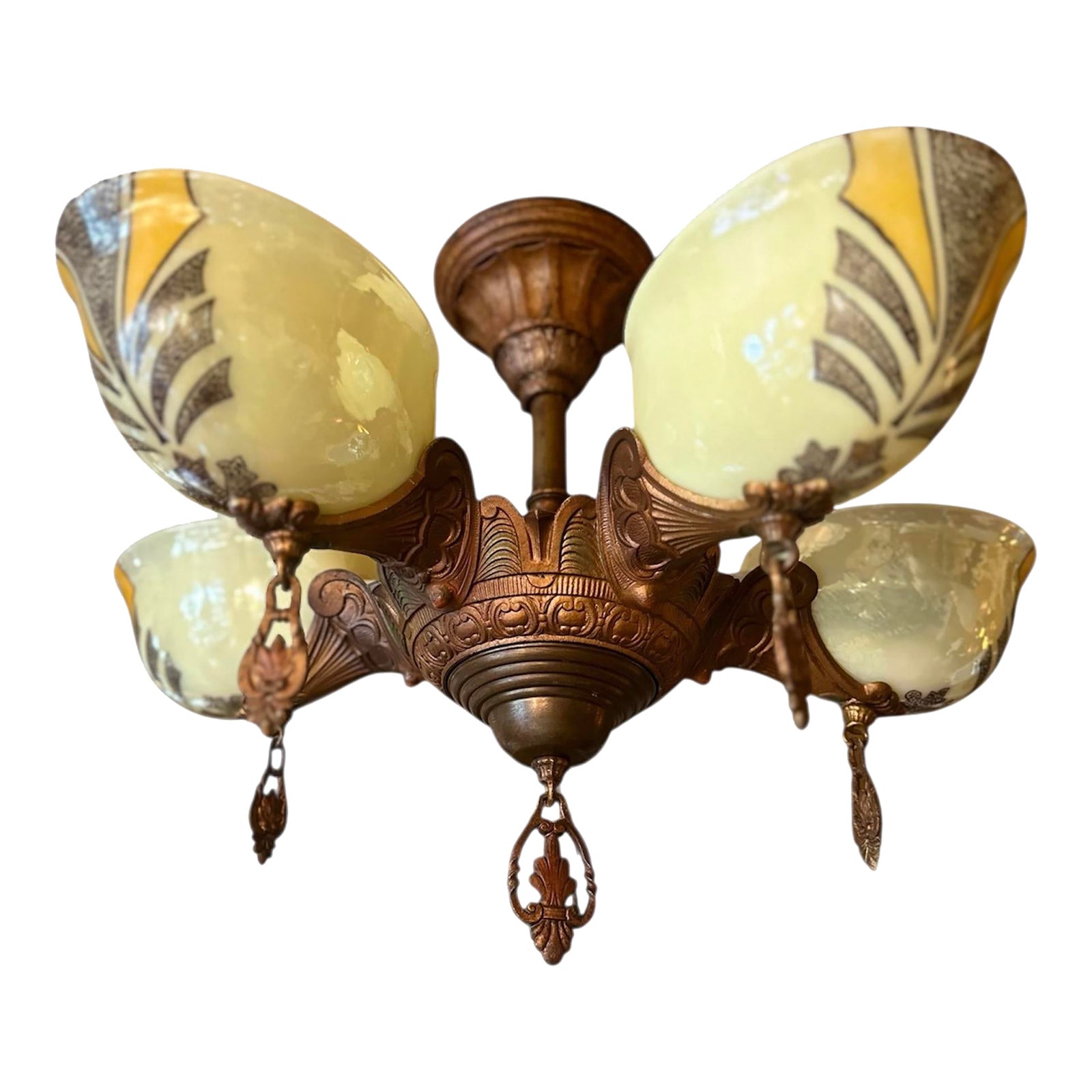 Rare Gill Lighting Co. Mid-Century Semi-Flushmount Art Deco Fixture ...