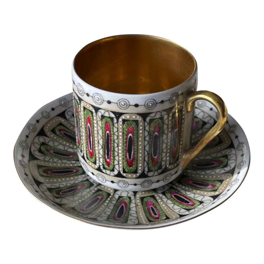 1960s Arabia Hillevi Mocca Cup Hand-Painted Enamel Oc Finland Esteri ...