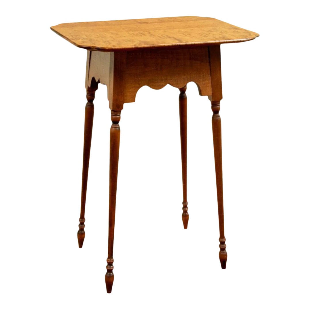 River Bend Ltd's Curly Maple Cookie Side Table | Chairish