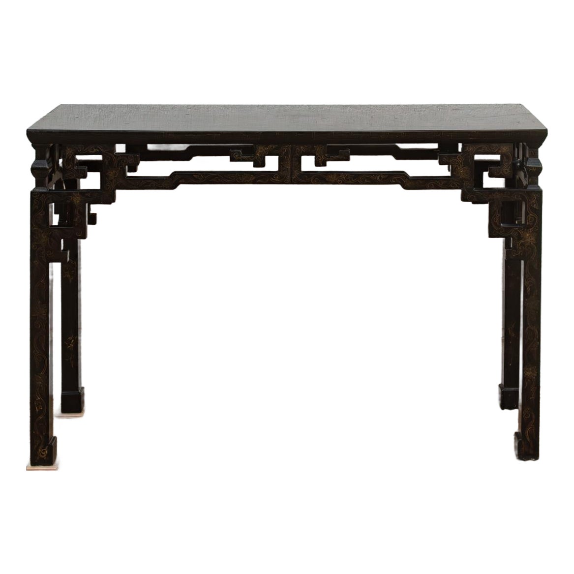 Vintage Black Lacquer Altar Table W/Gold Details | Chairish