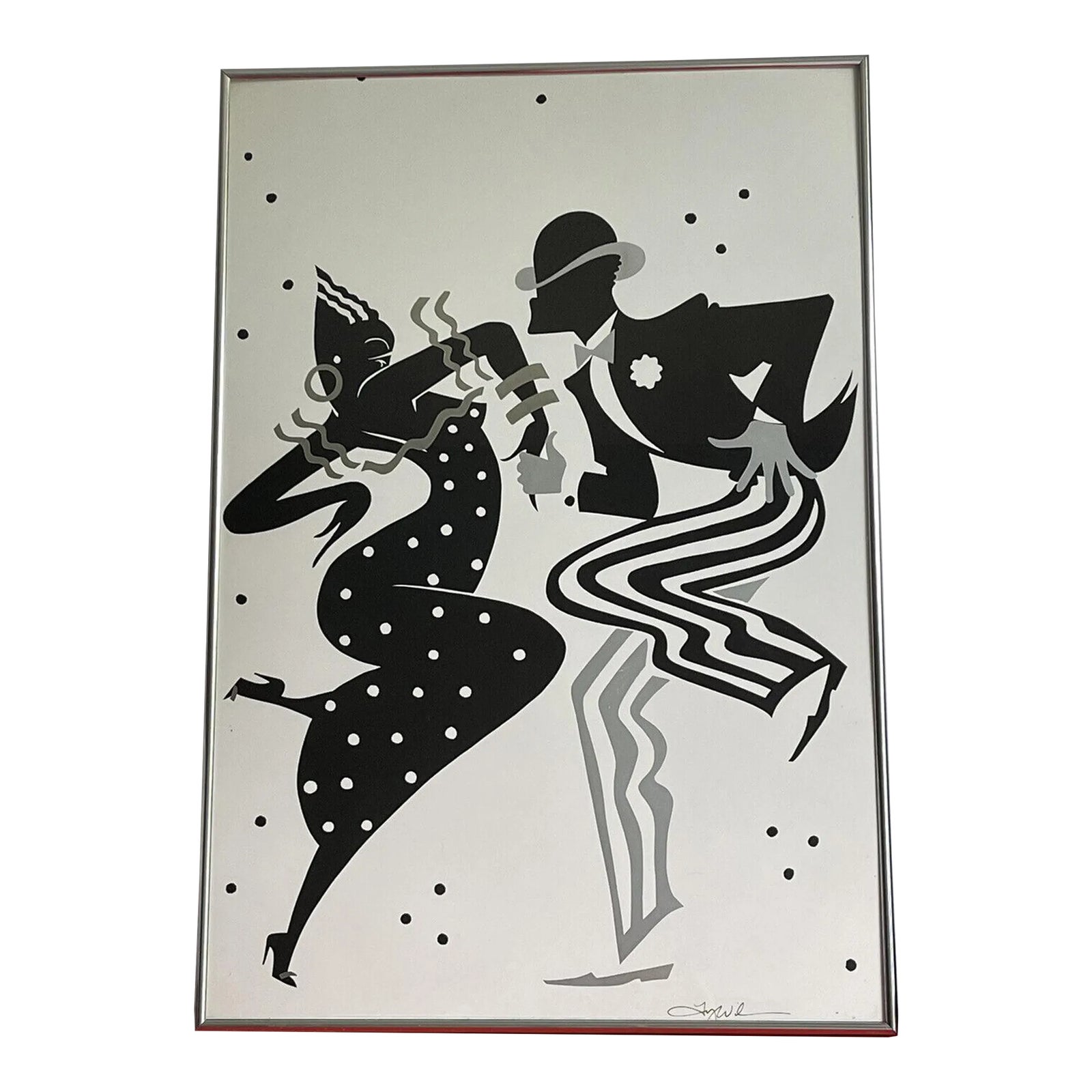 Retro 1980s Ty Wilson Rhythm Signed Harlem Art Deco Foil Serigraph ...
