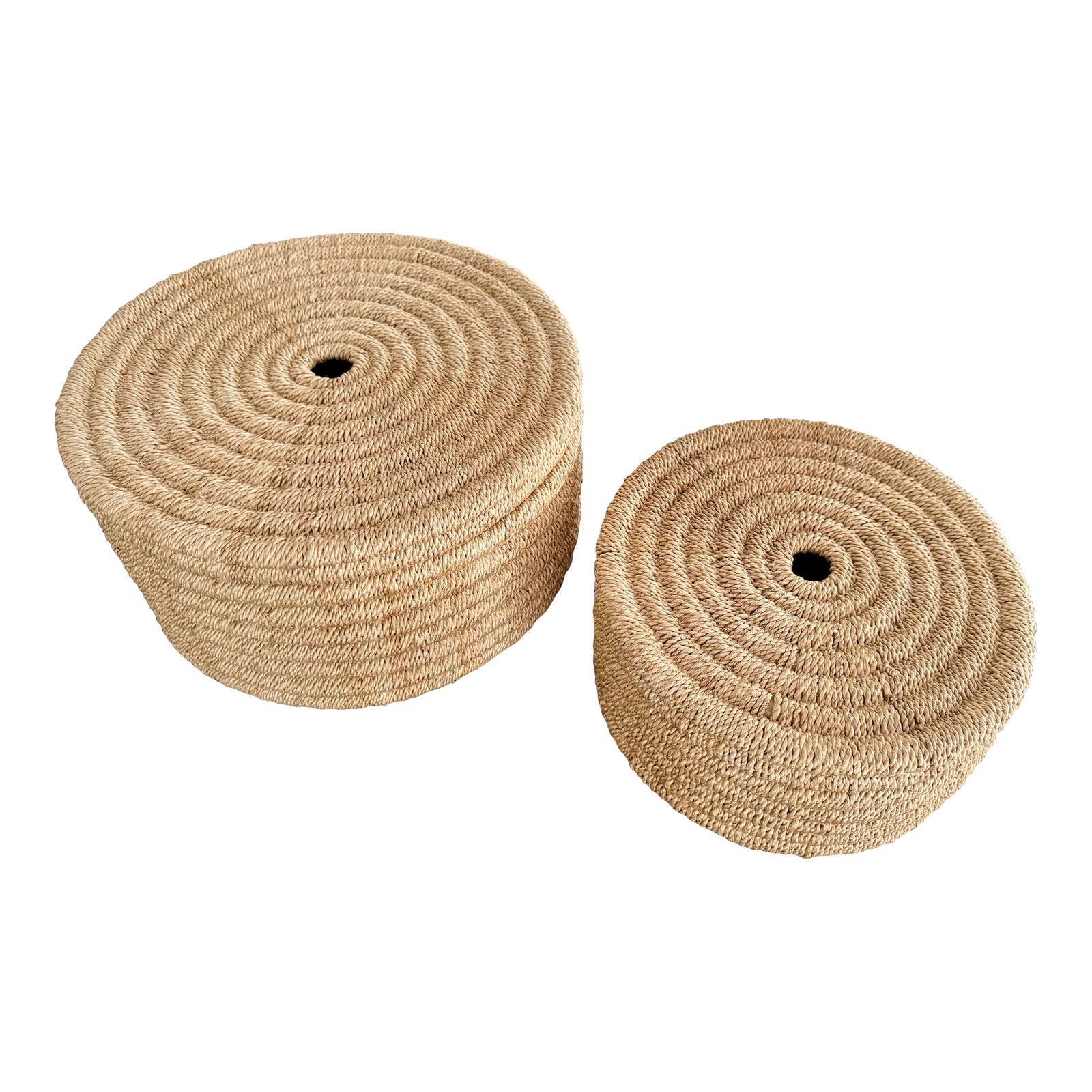 Set of 2 Round Woven Nesting Baskets Yvon Organic Modern Medium and ...
