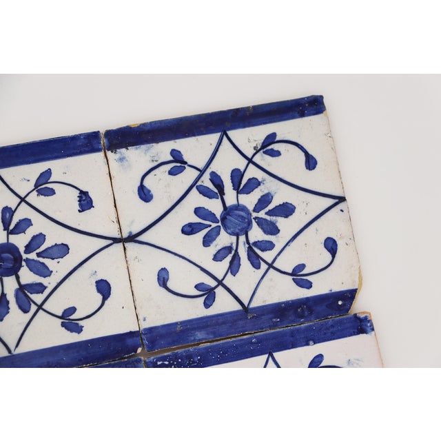 18th Century Set of Six Portuguese Tiles Blue Floral Pattern | Chairish