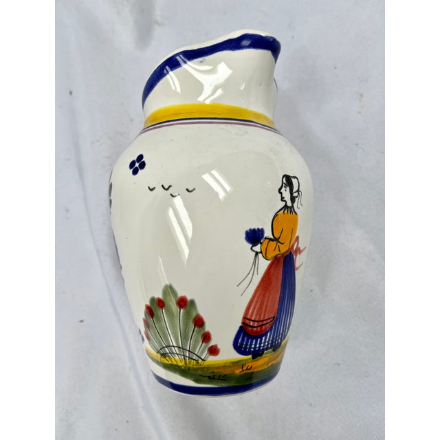 Antique French Quimper Hand Painted Pitcher | Chairish