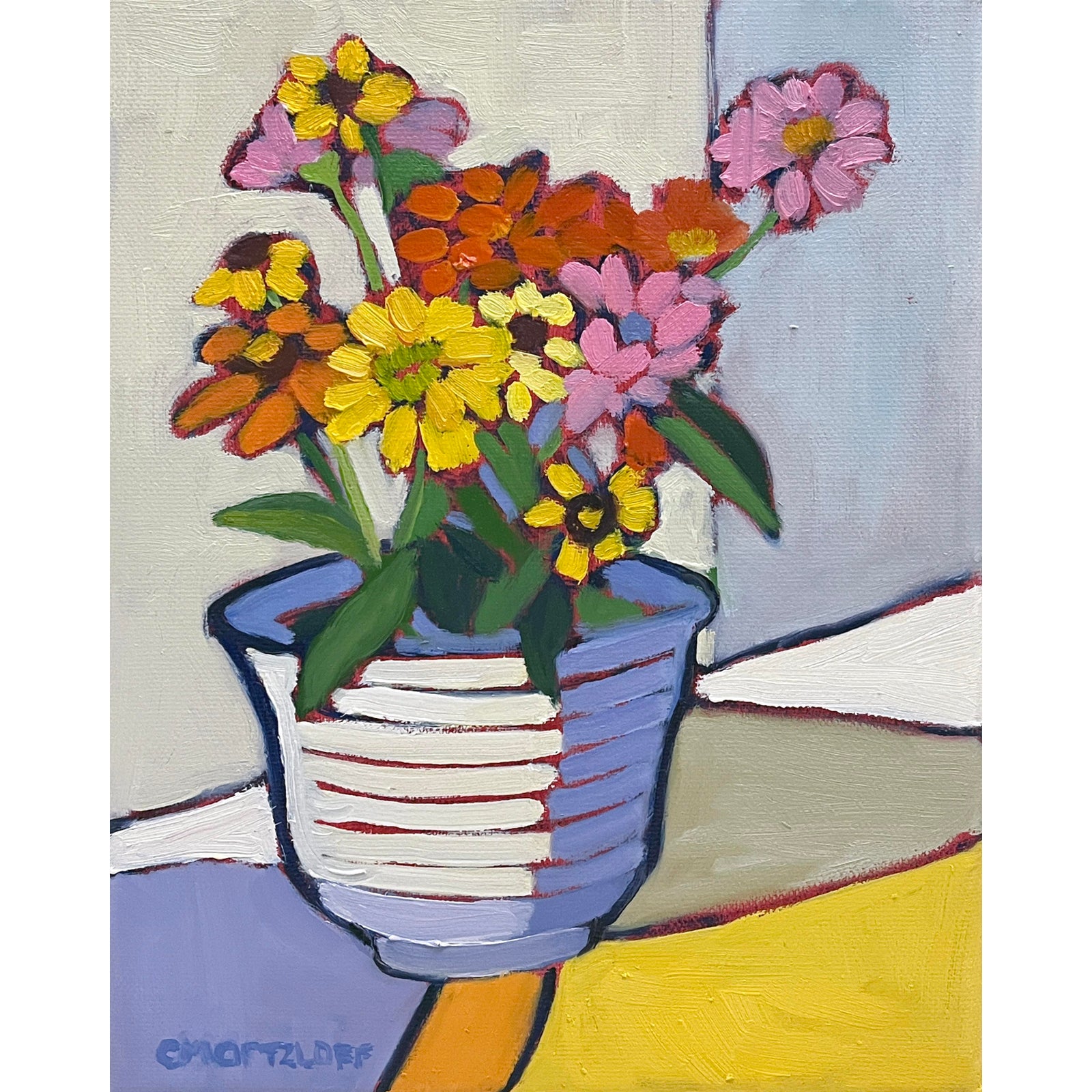 It's Summer Inside - Expressive Still Life, Colorful Floral Oil ...