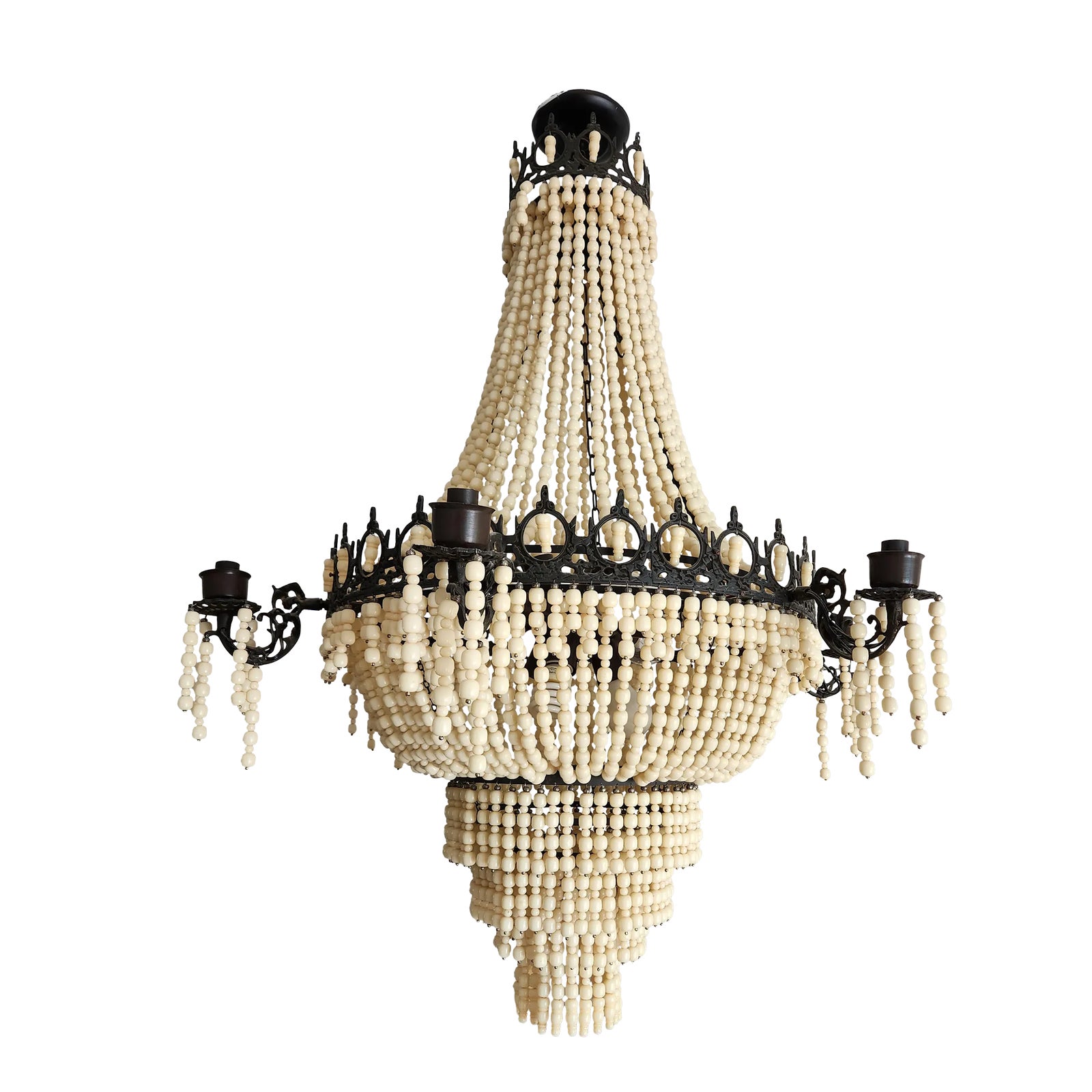 Nellcote Soho Global Bazaar White Bead Chandelier | Chairish